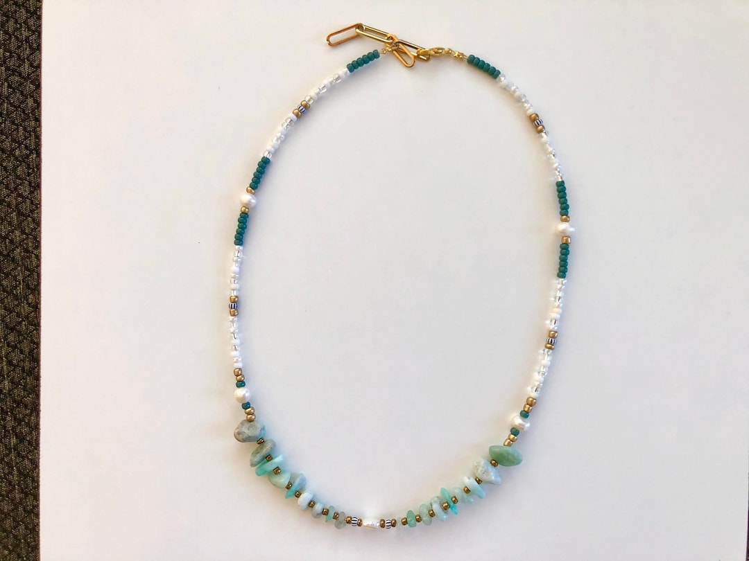 Short Pearl Necklace, Seed Pearls, Rocaille Beads, Freshwater Pearls ...
