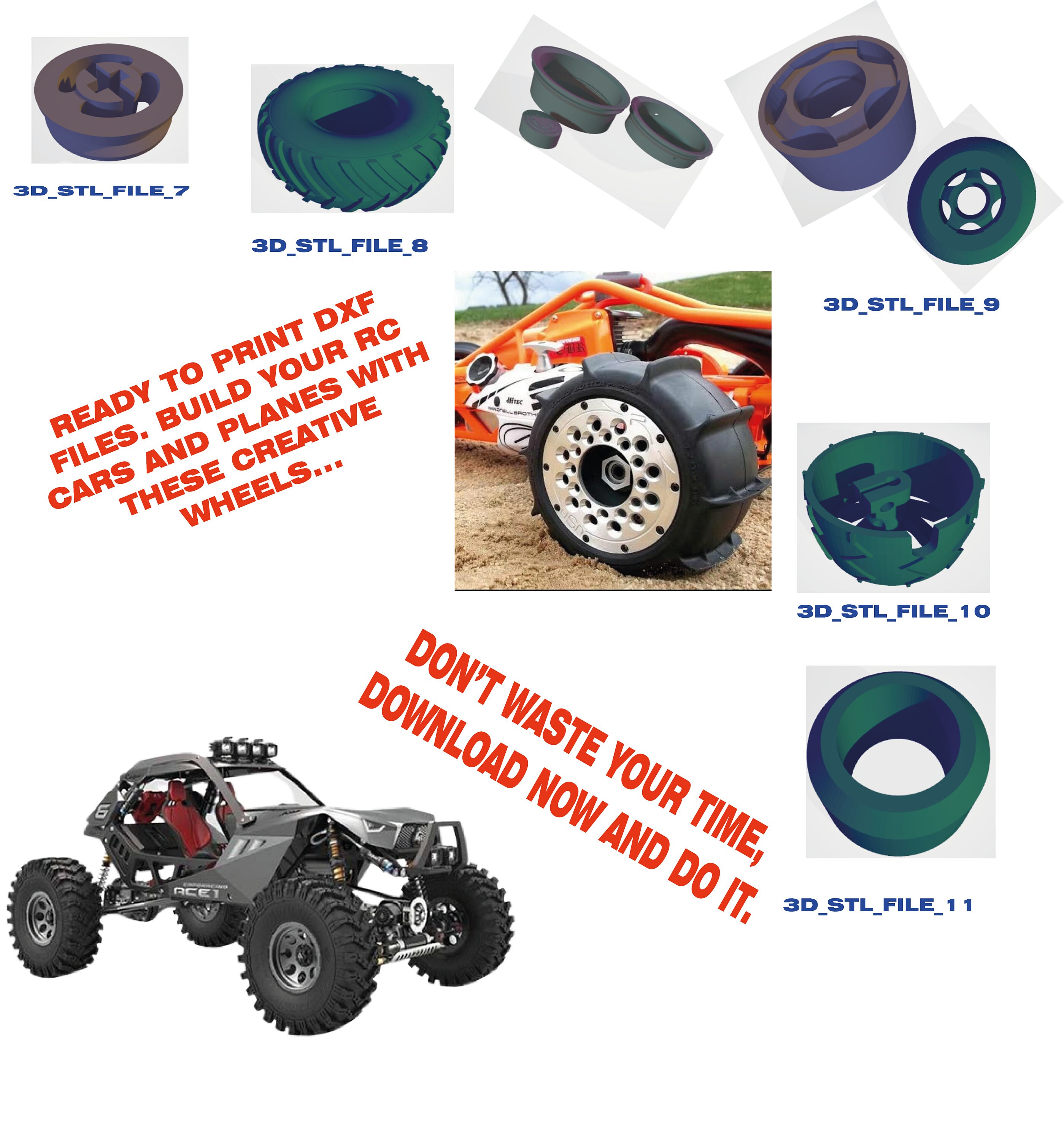 3D Printable RC Car and Plane Wheel Collection (20 Items) - Etsy