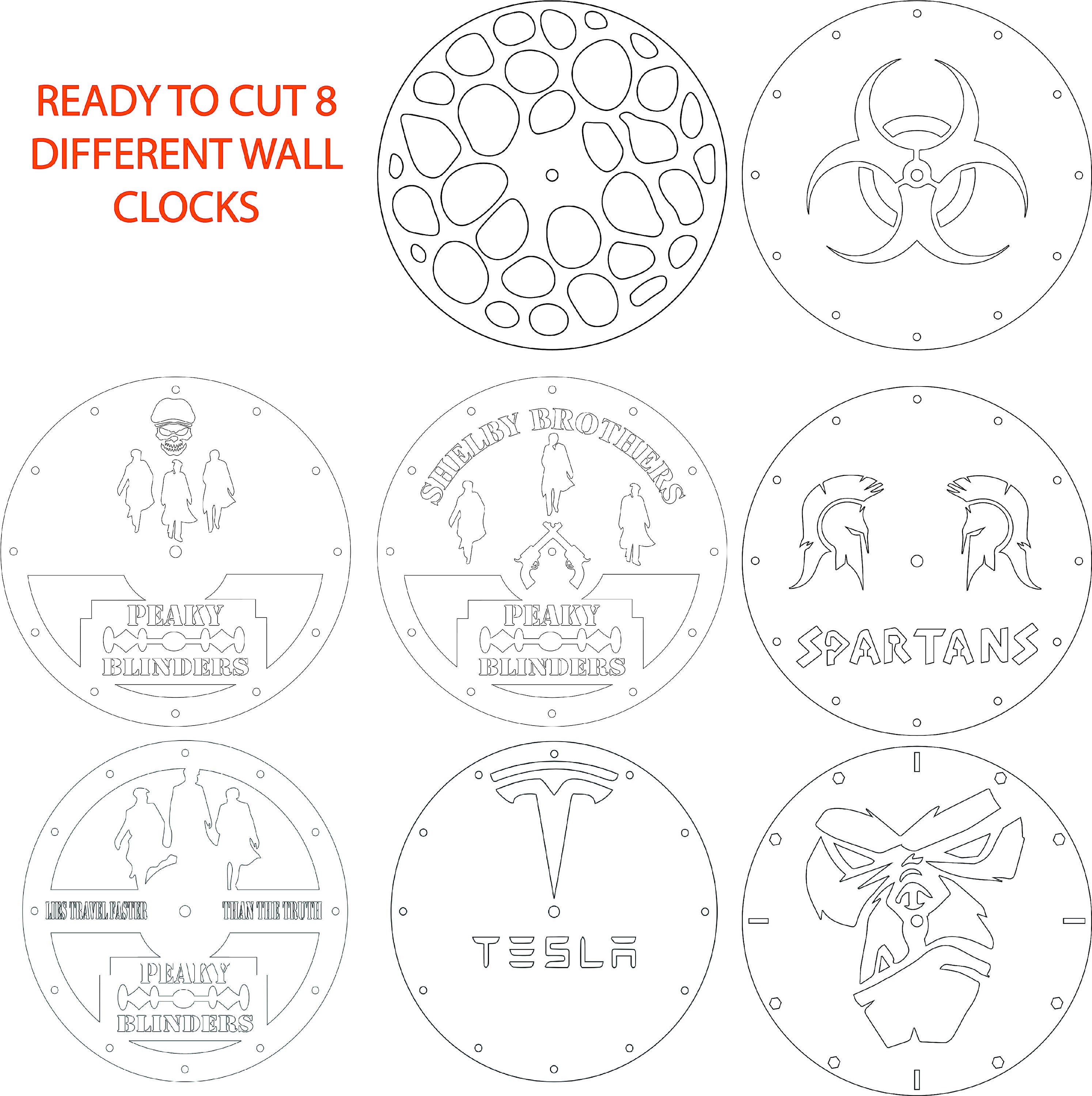 8 Different Wall Clock Designs To Cut Etsy