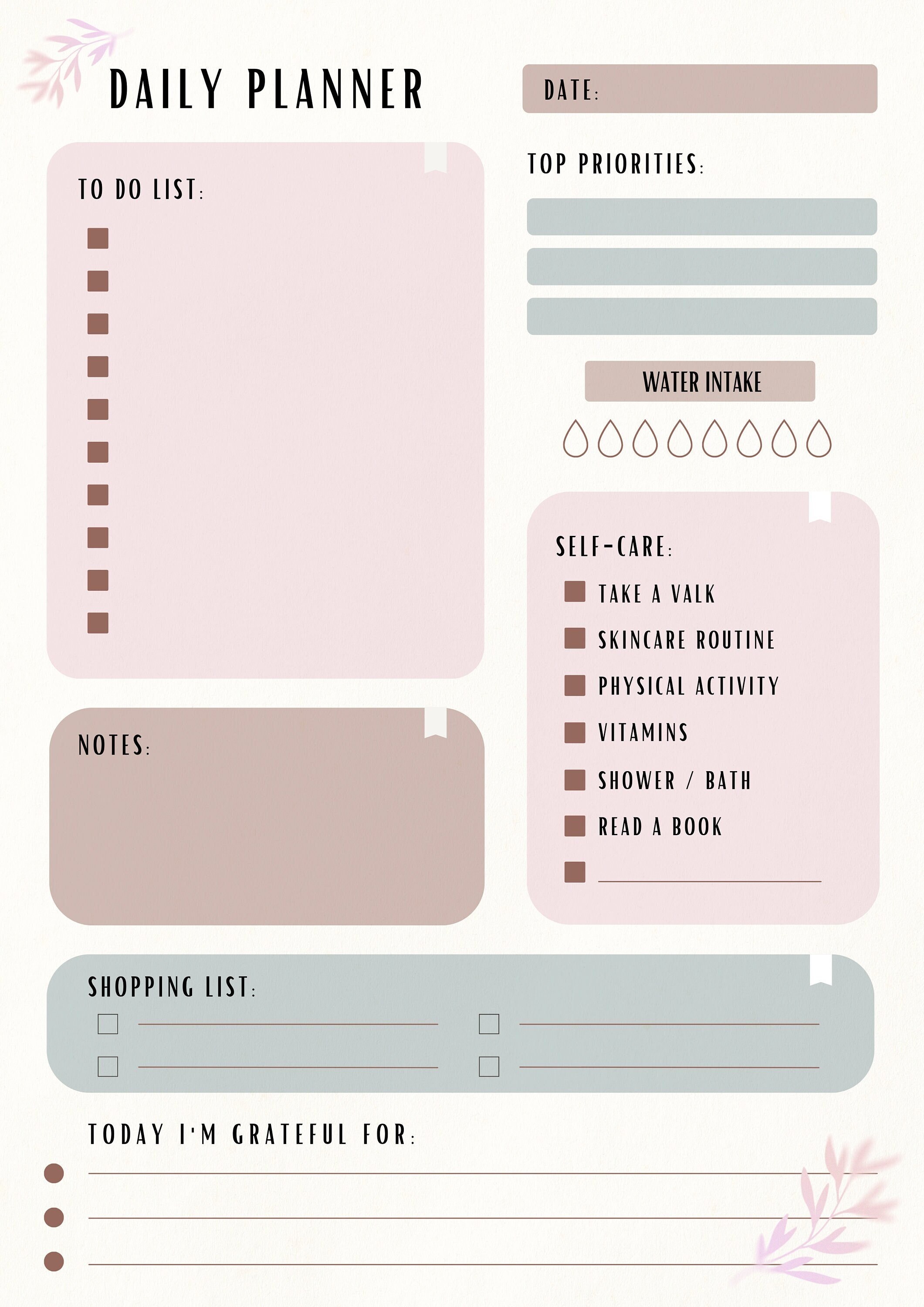 Digital Printable Daily Planner - Etsy
