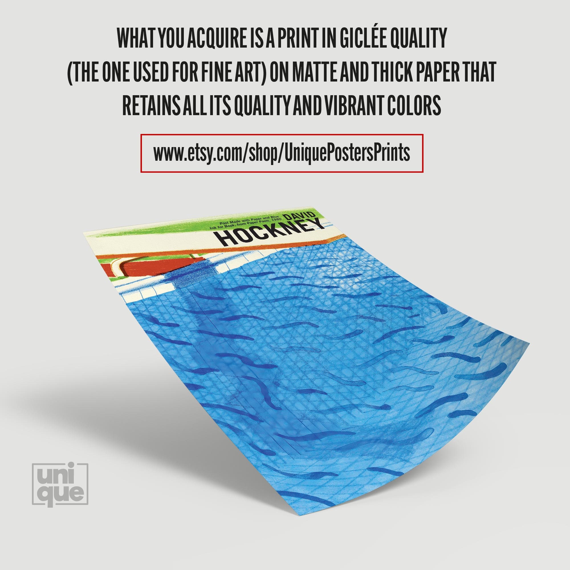 David Hockney Art - Pool Made with Paper and Blue Ink for Book - Wall ...