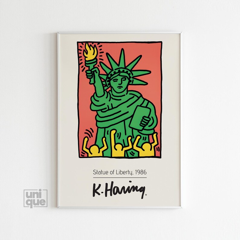 Keith Haring Poster Statue of Liberty, 1986 Graffiti Street Art High ...