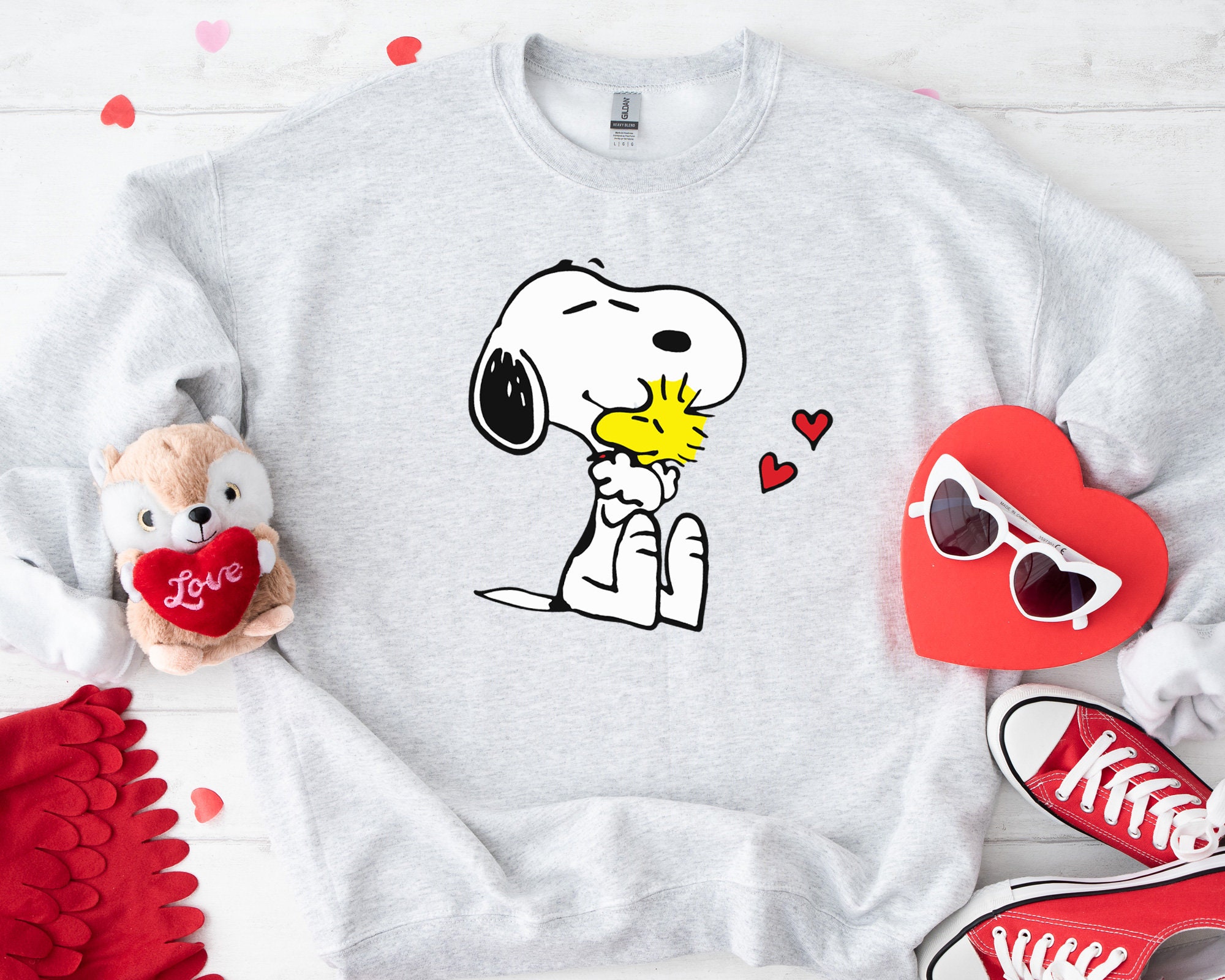 Snoopy and Woodstock Heart Love T-Shirt Snoopy Sweatshirt Snoopy Love ...