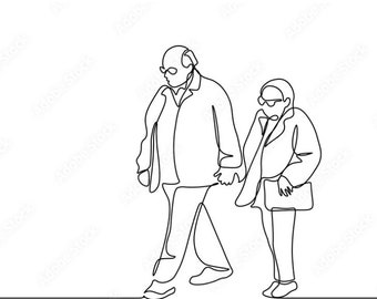 Elderly Line Art - Etsy
