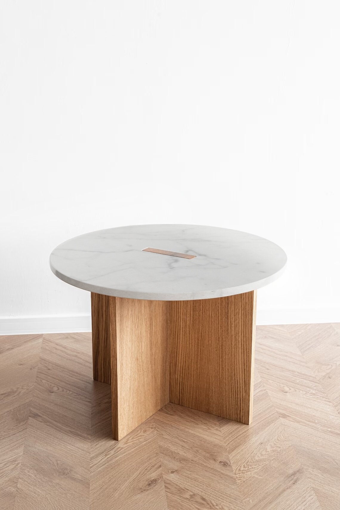 Side Table Coffee Table With Stone Top and Oak Base Vente - Etsy