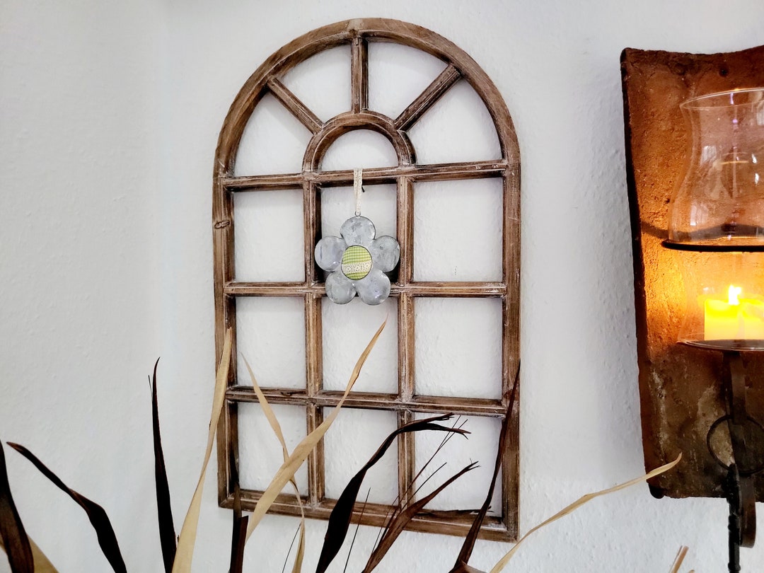 Decorative Wooden Window 36 X 58 Cm country House Brown Round Arch ...