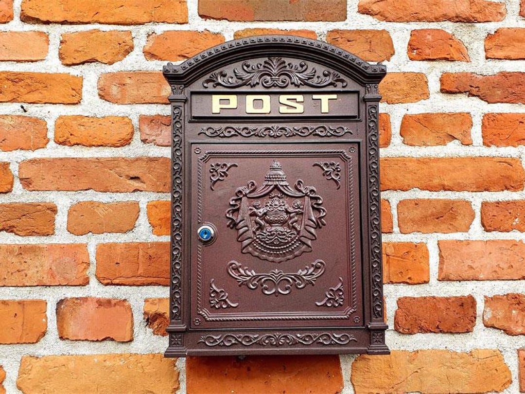 Nostalgic "post" Mailbox, Country Style, Cast Aluminum, Brown, 44.5 Cm ...