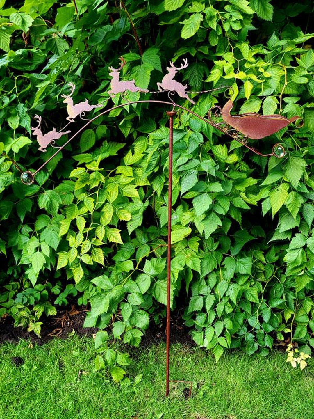 Winter Wind Chime "sleigh With Flying Reindeer" 115 Cm High Garden ...