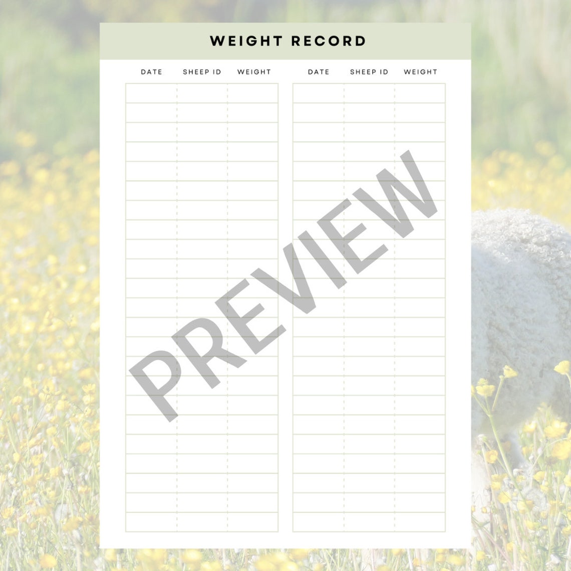 Sheep Farm Management Pack: ID Record, Lambing Log, Weight Tracker ...