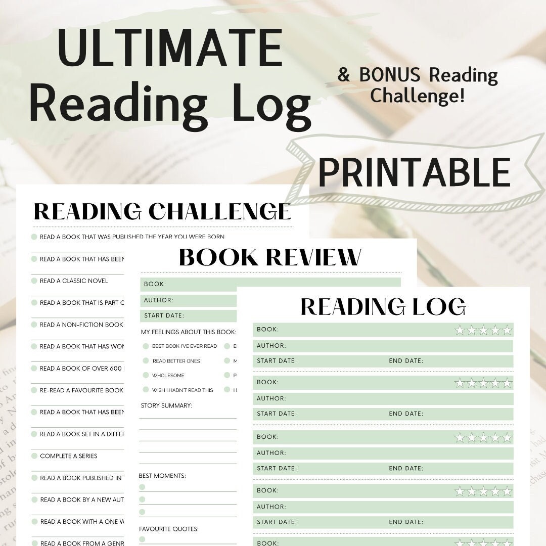 Ultimate Reading Pack: Reading Log, Book Review and BONUS Reading ...