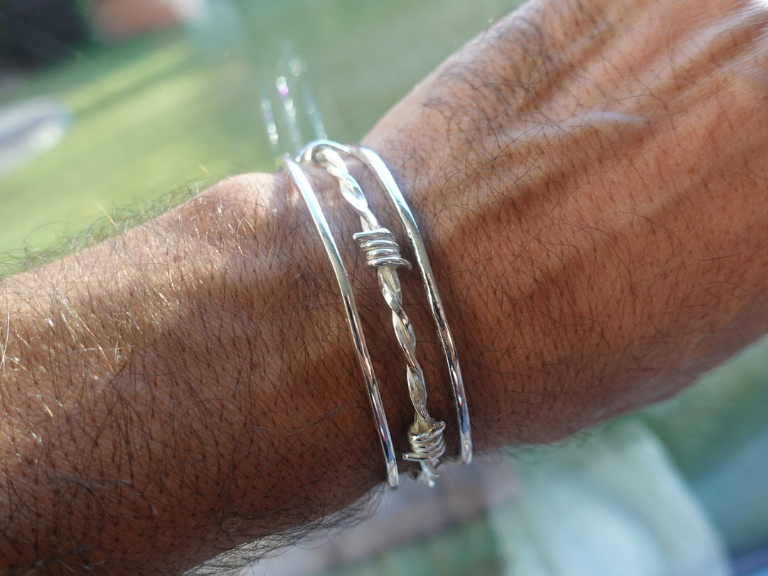 Barbed Wire Bracelet,bracelet Men, Solid Sterling Silver .barbed Wire ...