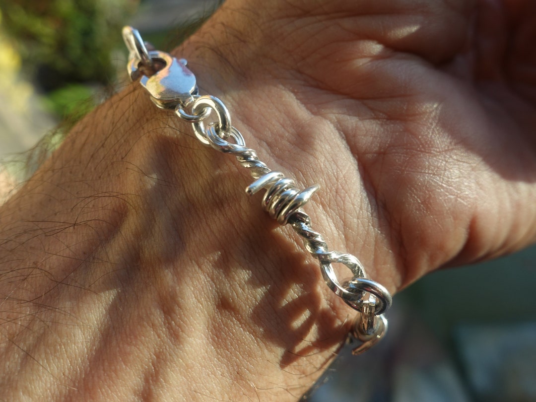 Barbed Wire Bracelet,bracelet Men, Solid Sterling Silver .barbed Wire ...