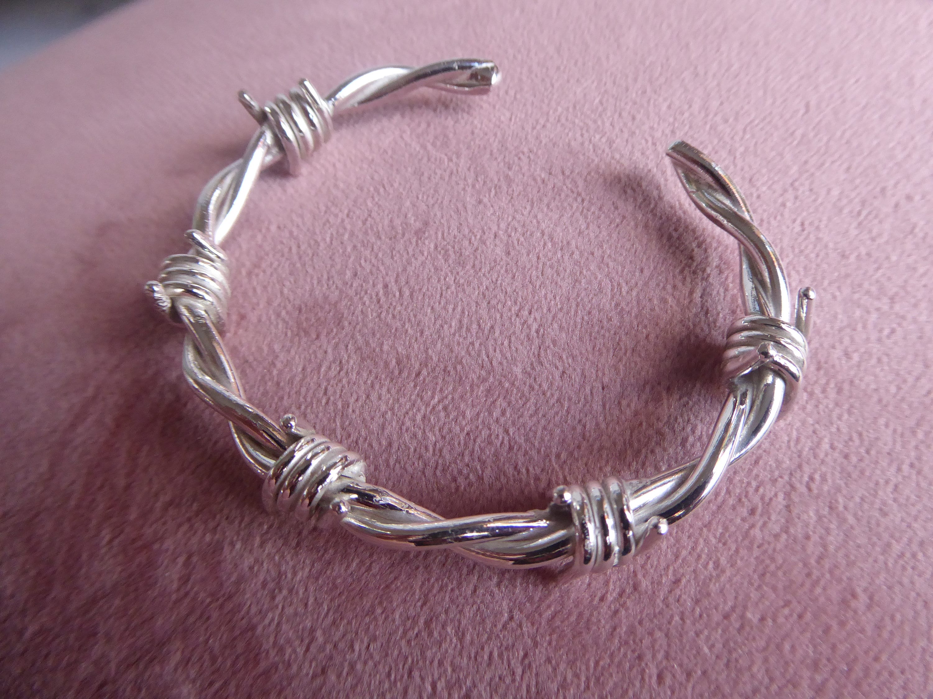Barbed Wire Bracelet,bracelet Men, Solid Sterling Silver .barbed Wire ...