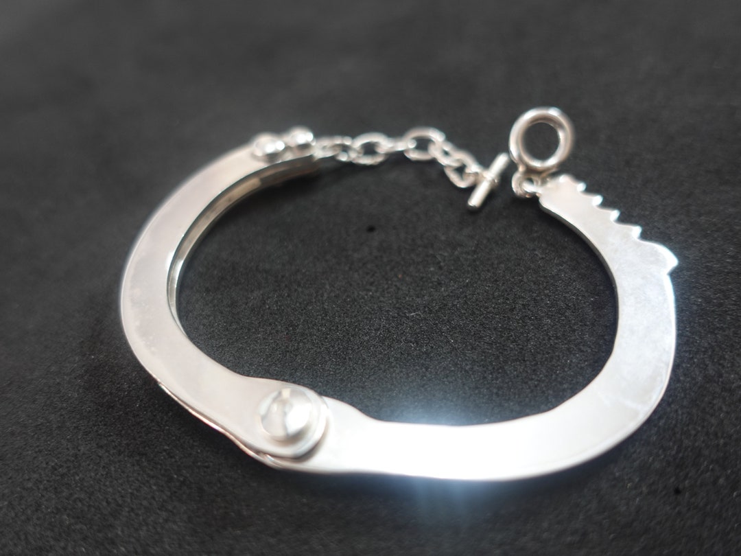 Handcuffs Bracelet Real Handcuff Look 930 Solid Sterling Silver. Cuff ...