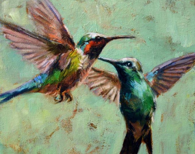 Painting Hummingbirds Art Bird Painting Oil Painting Handmade Gift ...
