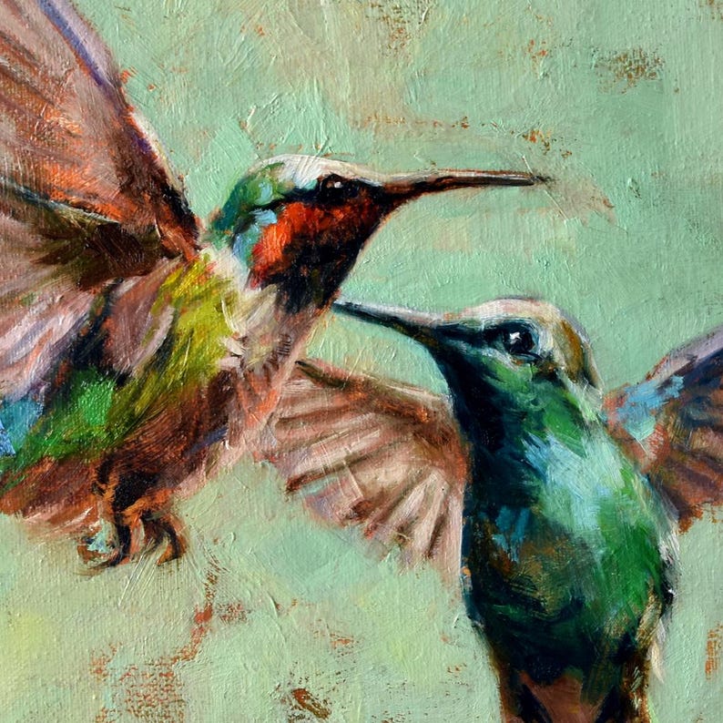 Painting Hummingbirds Art Bird Painting Oil Painting Handmade Gift ...