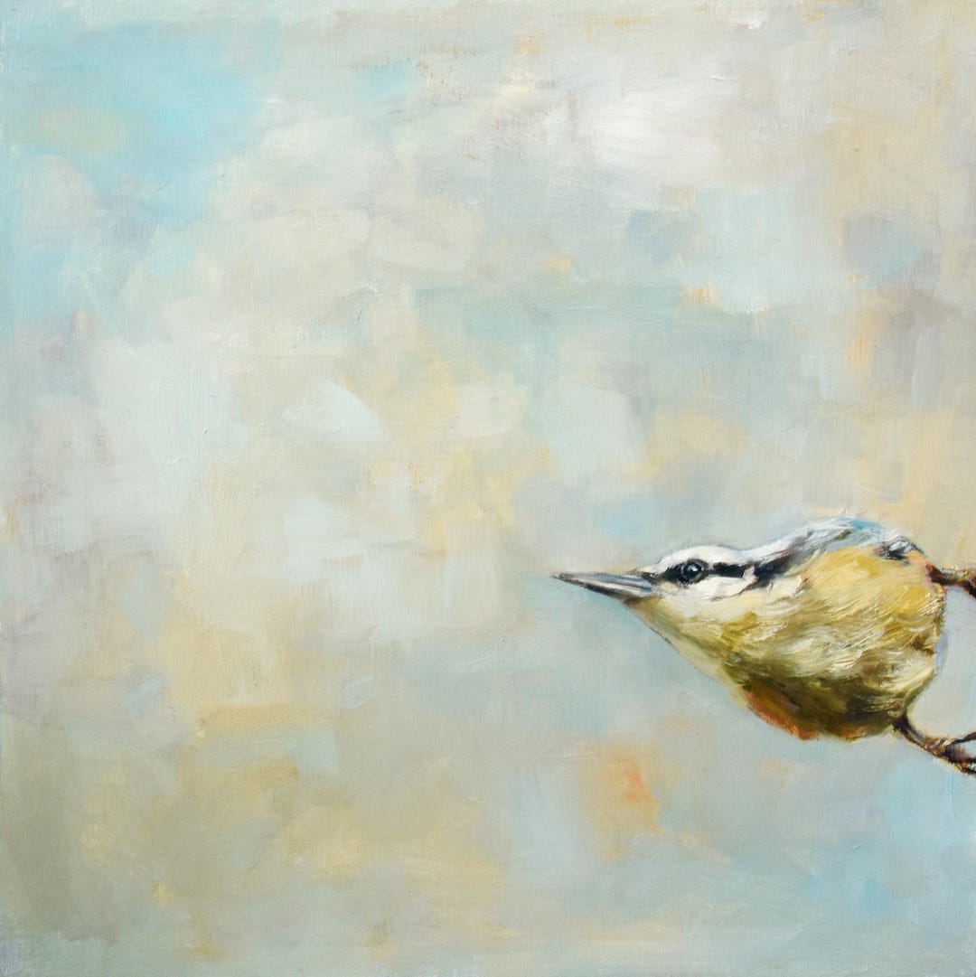 Nuthatch Painting Bird Painting Oil Painting Bird Lover Gift Animal Art ...