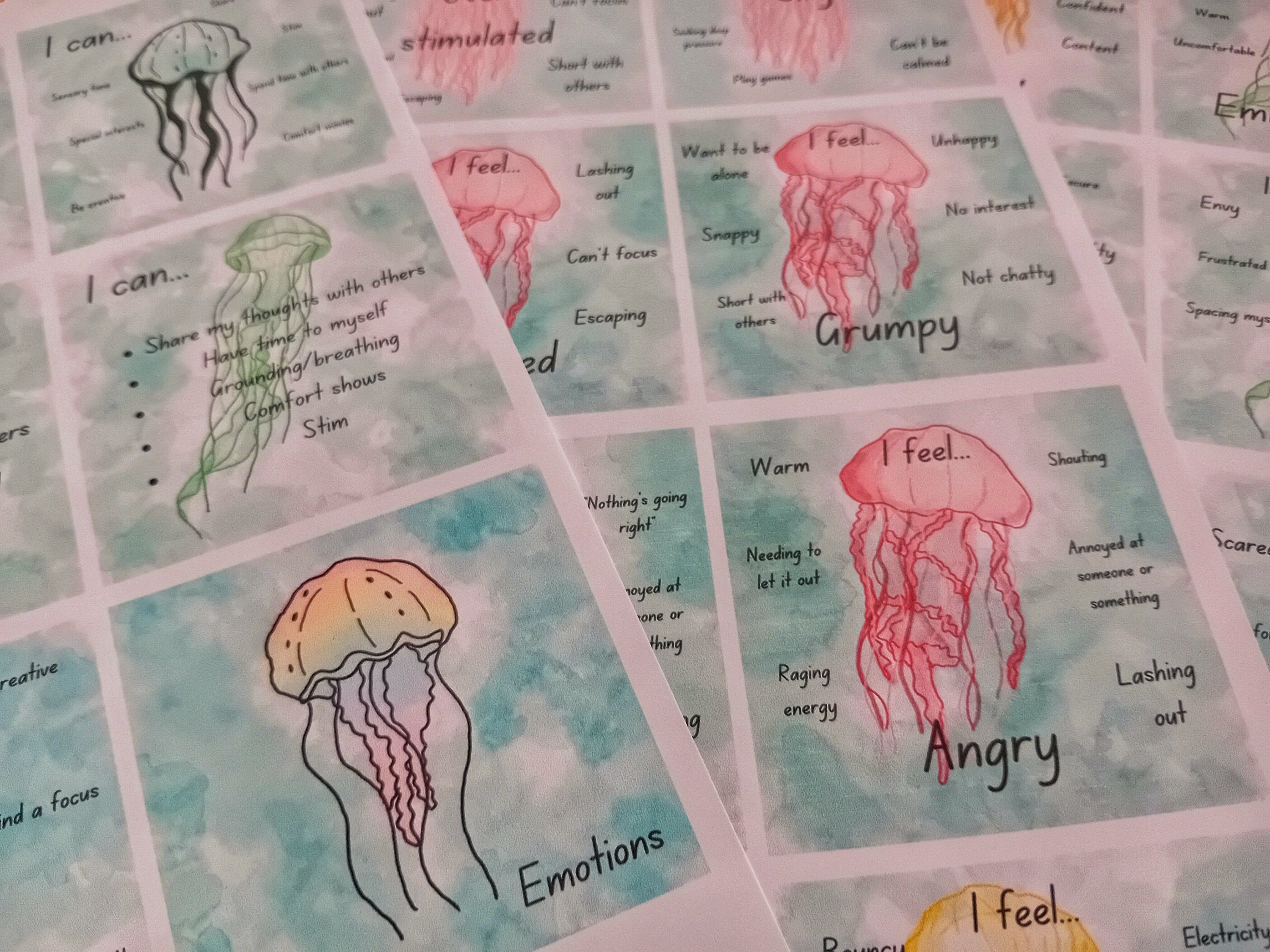 Jellyfish Emotions Flashcards/pecs/autism Flashcards/communication ...