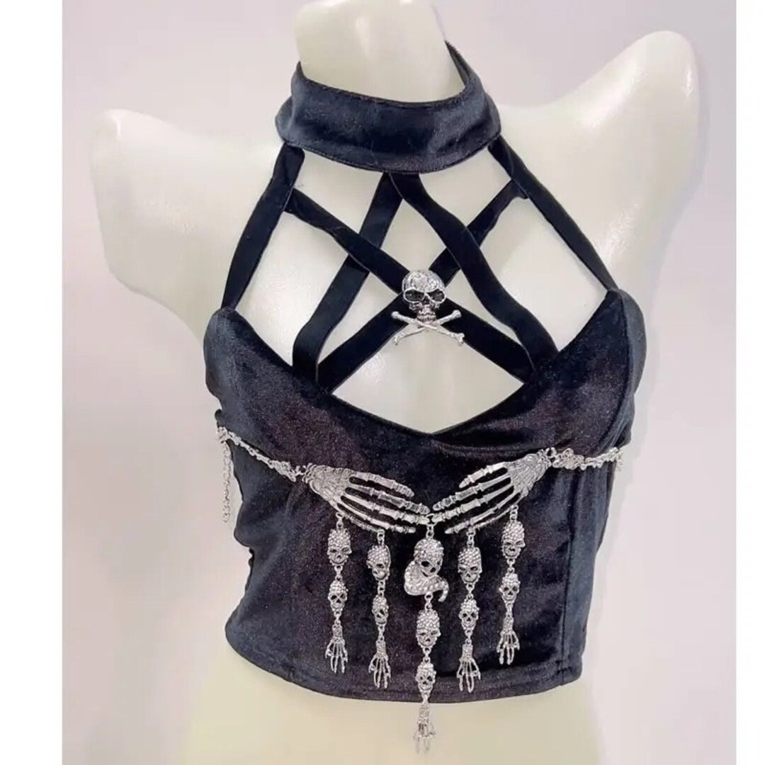 Scull Gothic Tank Corset Top Punk Tank Top-skull Top Vintage - Etsy