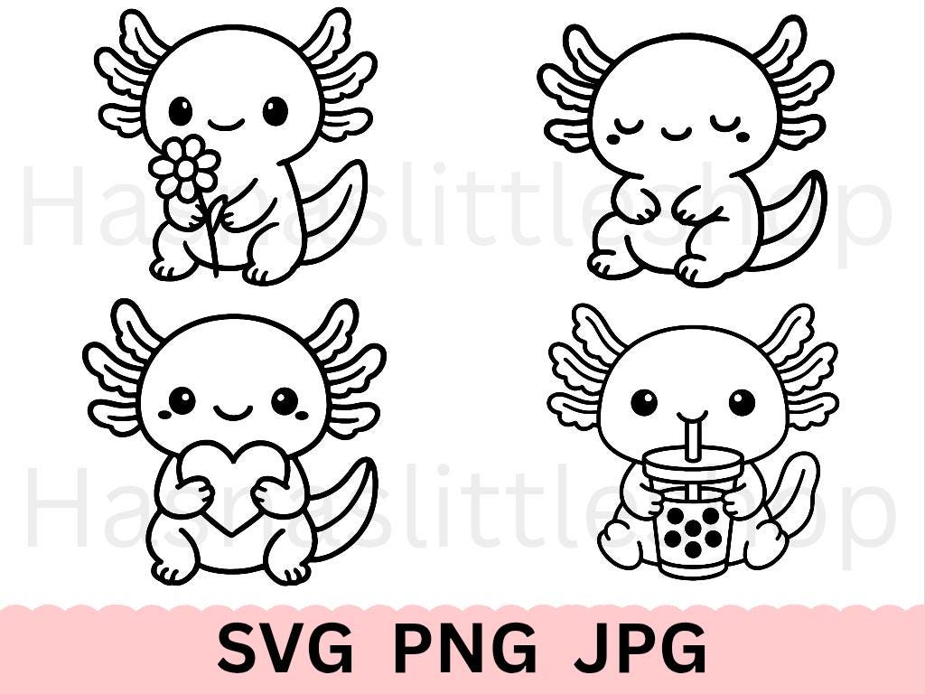 Axolotl Bundle SVG, Axolotl Outline, Cut File for Cricut, Axolotl PNG ...