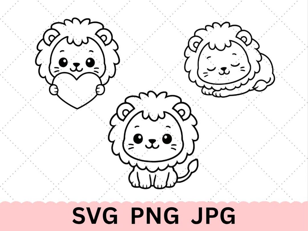 Lion SVG, Lion Bundle, Lion Outline, Cut File for Cricut, Lion PNG ...