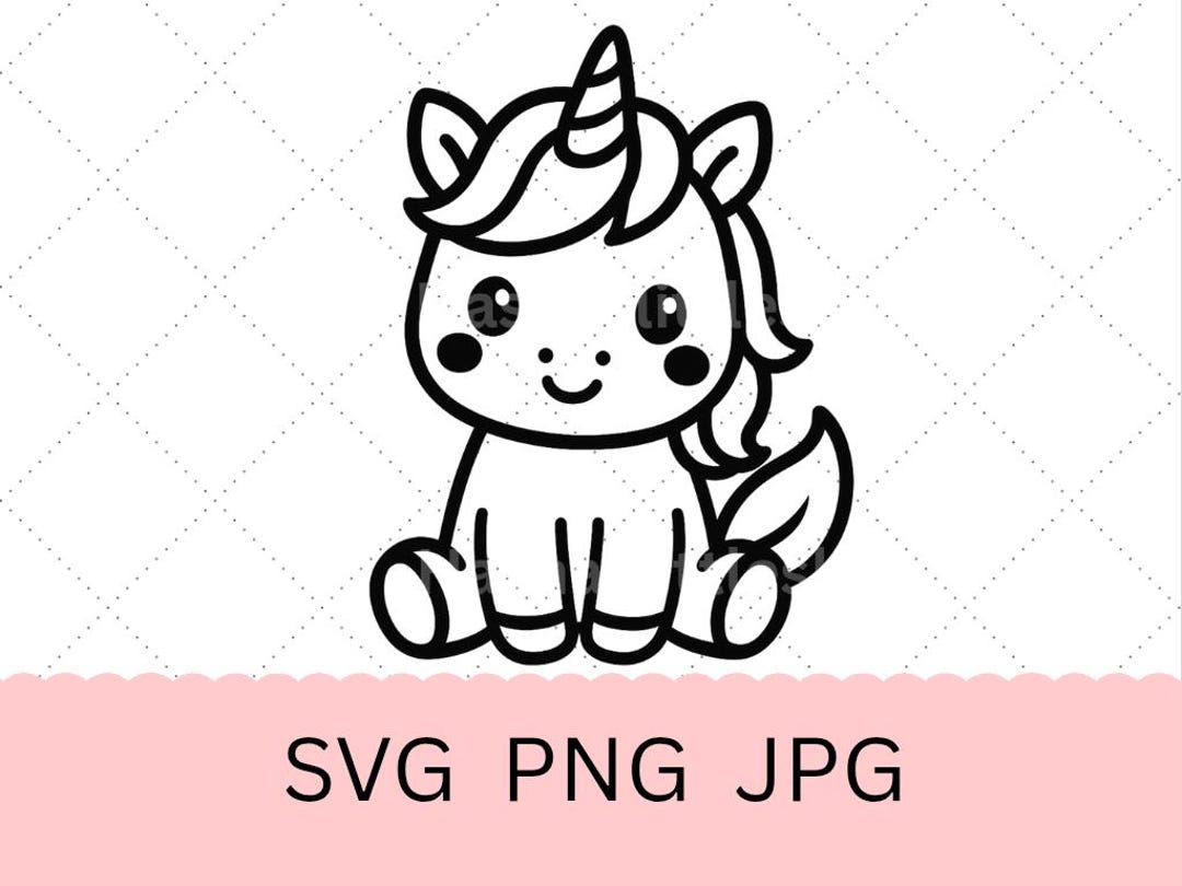 Unicorn SVG, Cute Unicorn SVG, Cute Unicorn Outline, Cut File for ...