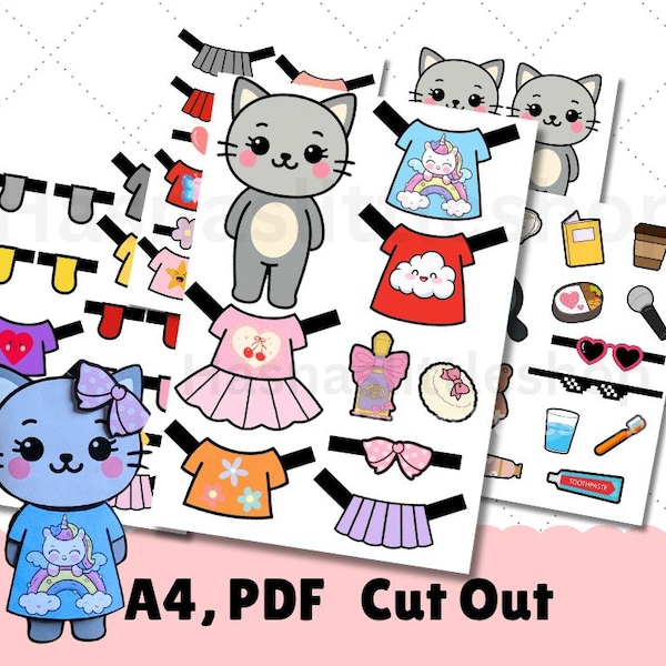 Cat Paper Doll - Etsy