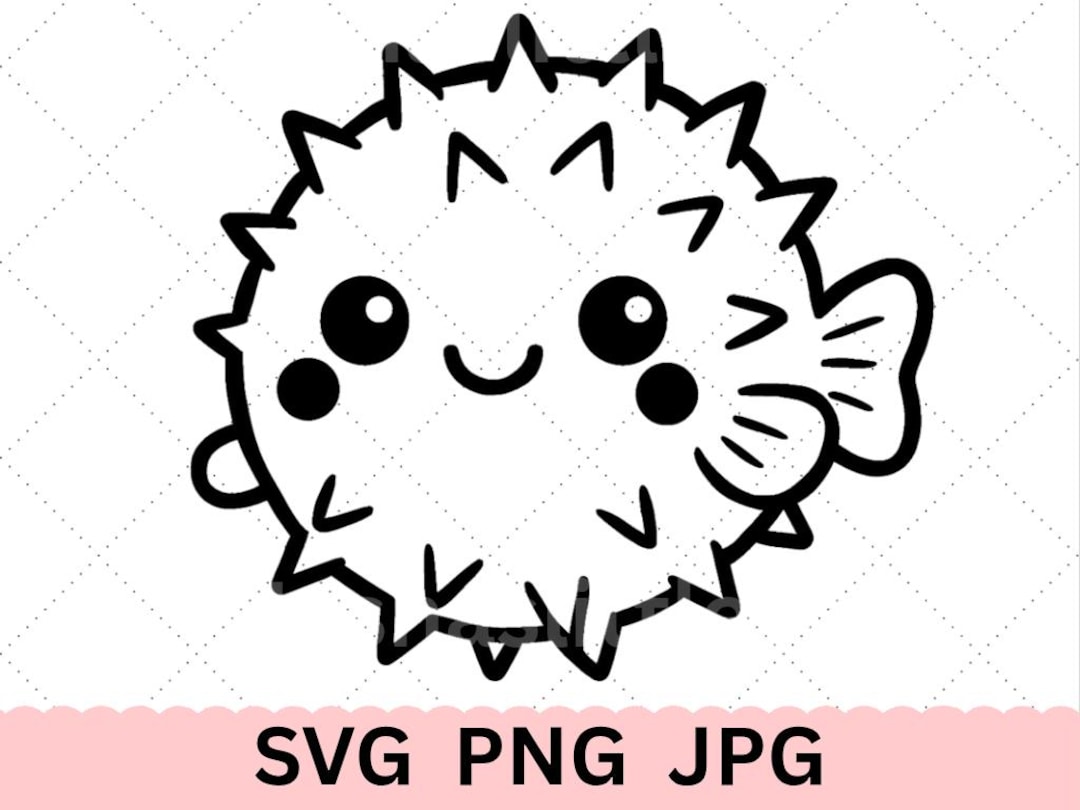 Pufferfish SVG, Pufferfish Cut File, Pufferfish Outline, Cutfile for ...