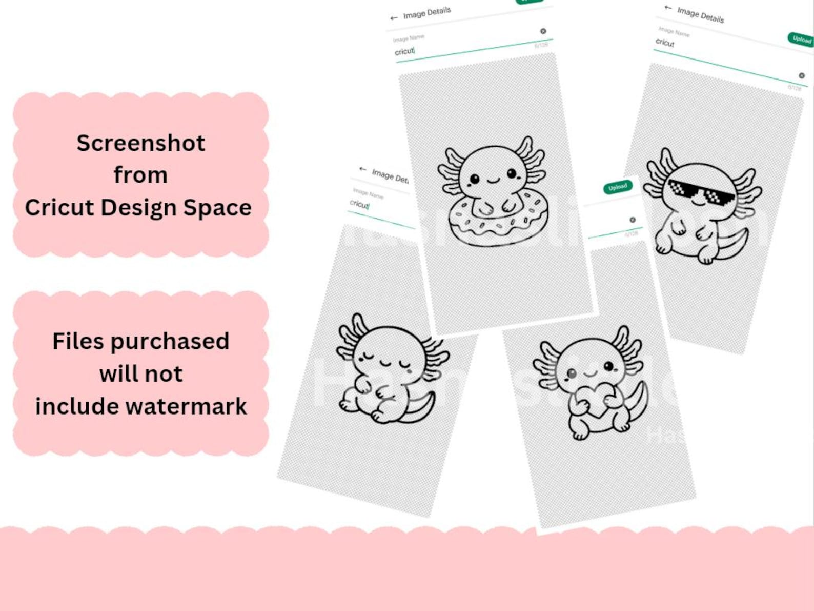Axolotl Bundle SVG, Axolotl Outline, Cut File for Cricut, Axolotl PNG ...