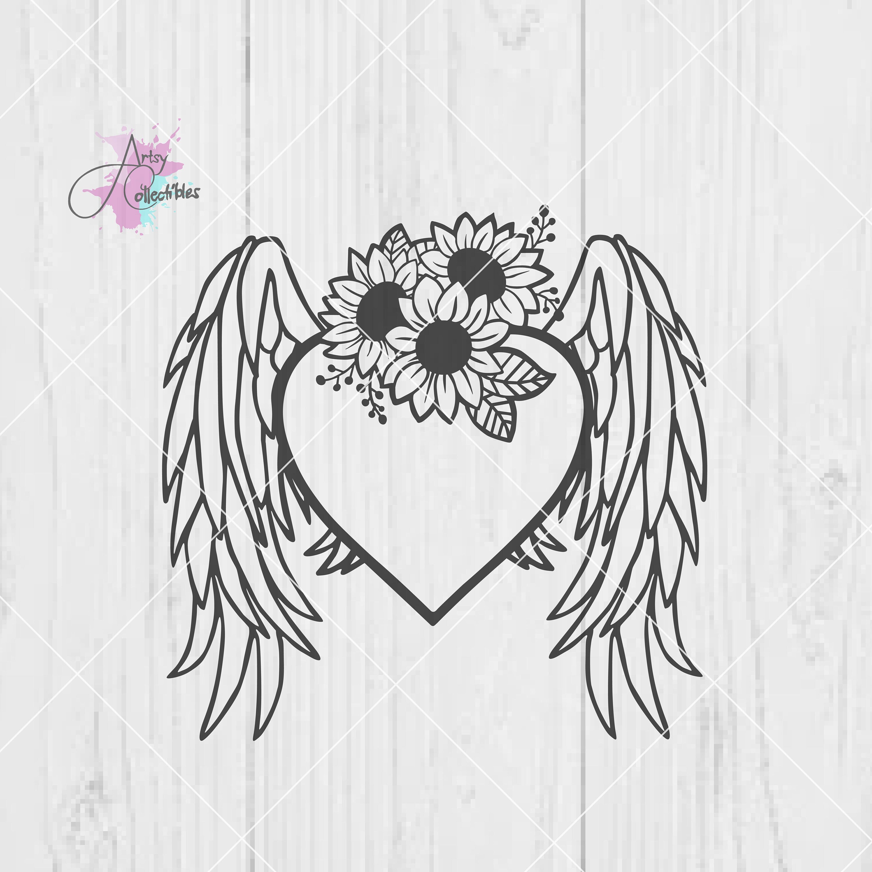 Heart Angel Wings Drawings