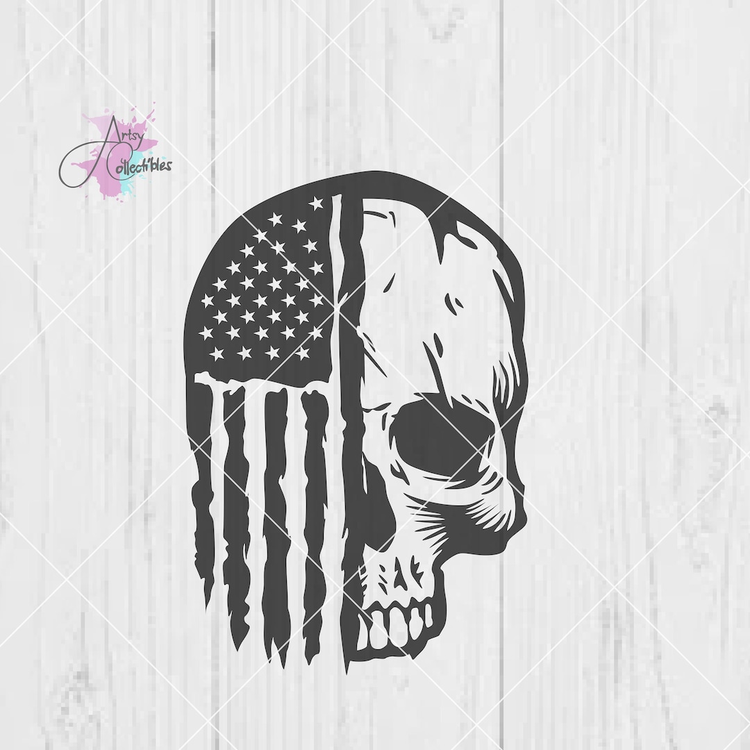 USA Skull Flag American Flag Svg Patriotic Flag Svg Distressed American ...