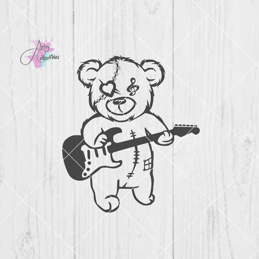 Rock Metal Teddy Rocker Teddy Bear SVG PNG Cricut Cutting File Cute ...