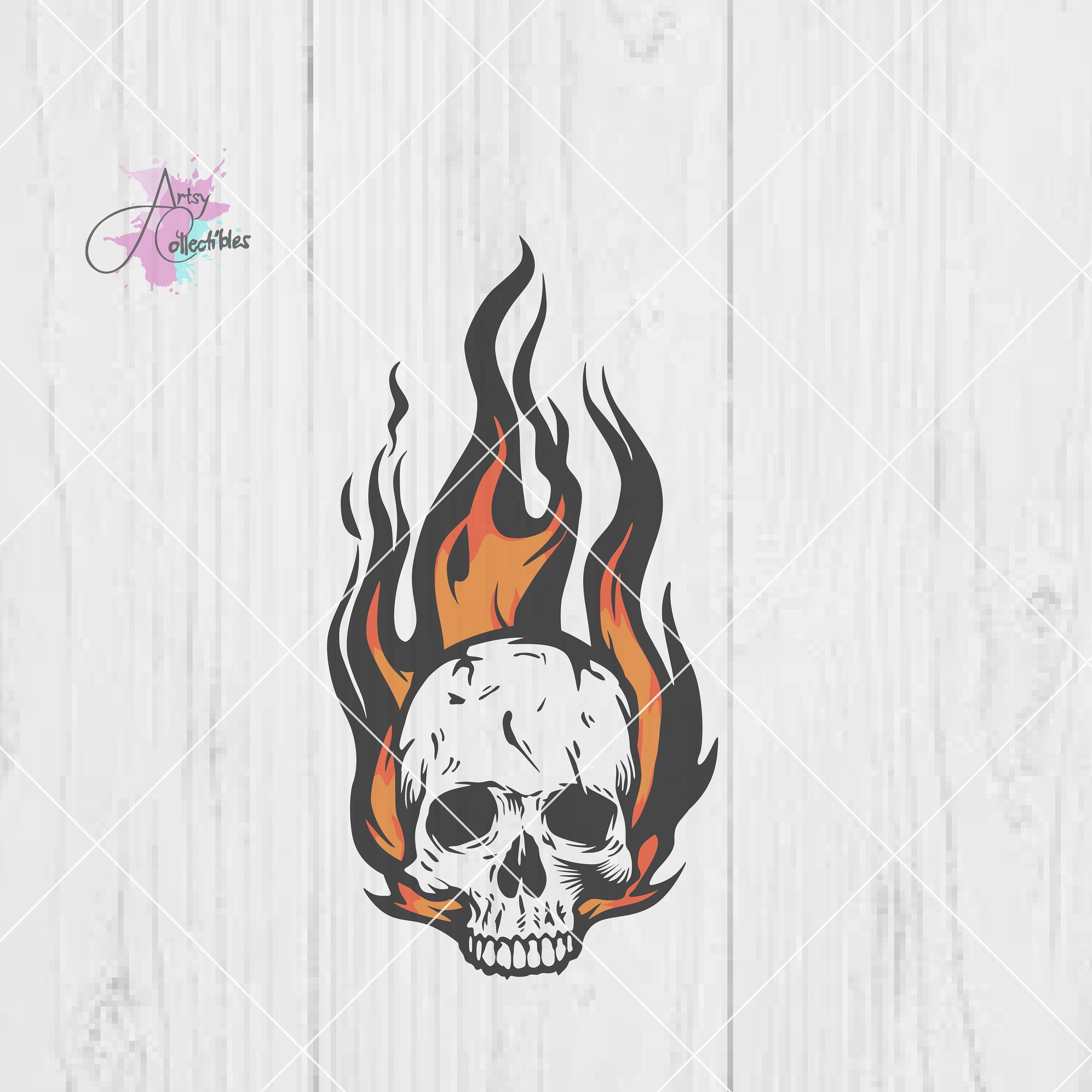 Drawings Of Skulls And Flames