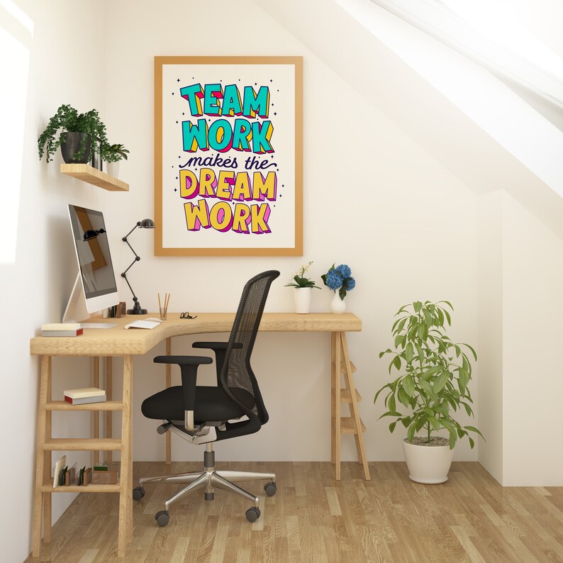 Team Work Makes the Dream Work, Motivational Quote, Printable Wall Art ...