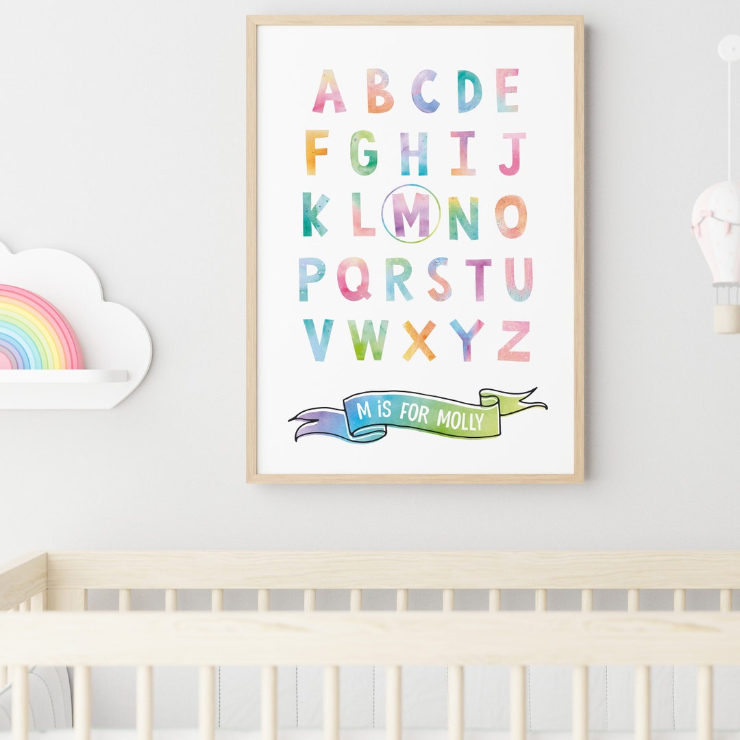 Personalised Custom Alphabet Name Kids Children's Baby Nursery Wall Art ...