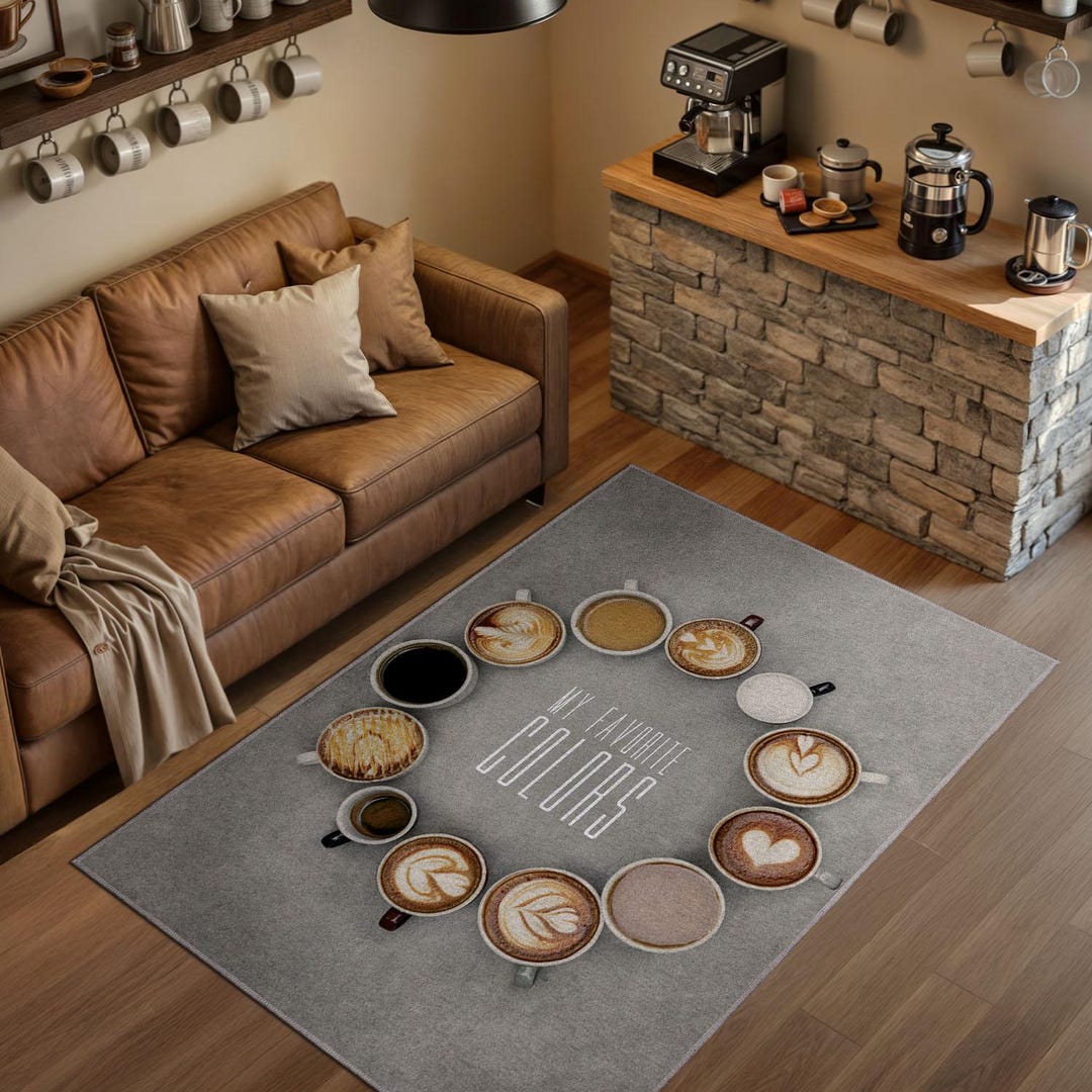 Coffee Bar Area Rug, My Favorite Colors Kitchen Decor, Machine Washable ...