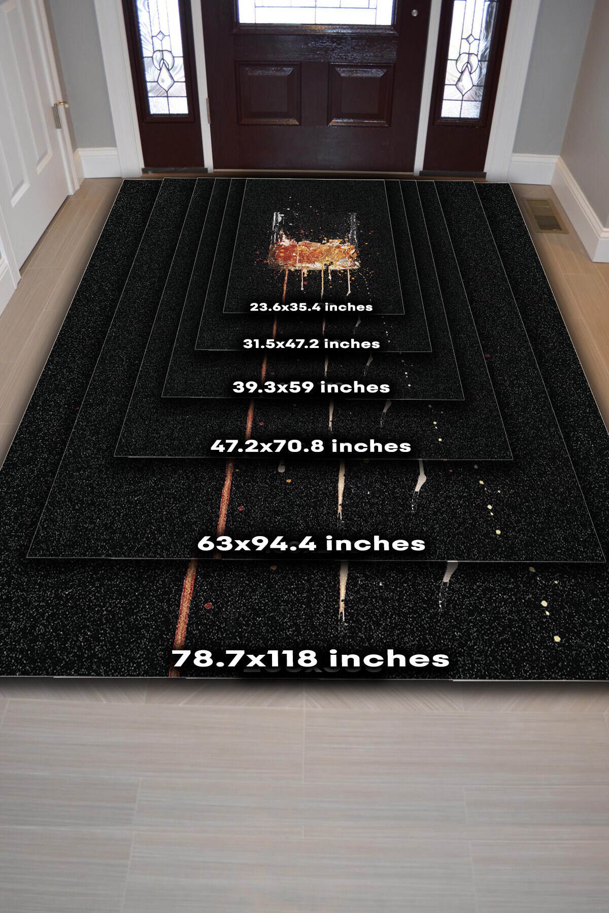 Whiskey Glass Printed Black Art Rug for Whiskey Decor, Whiskey Drinker ...