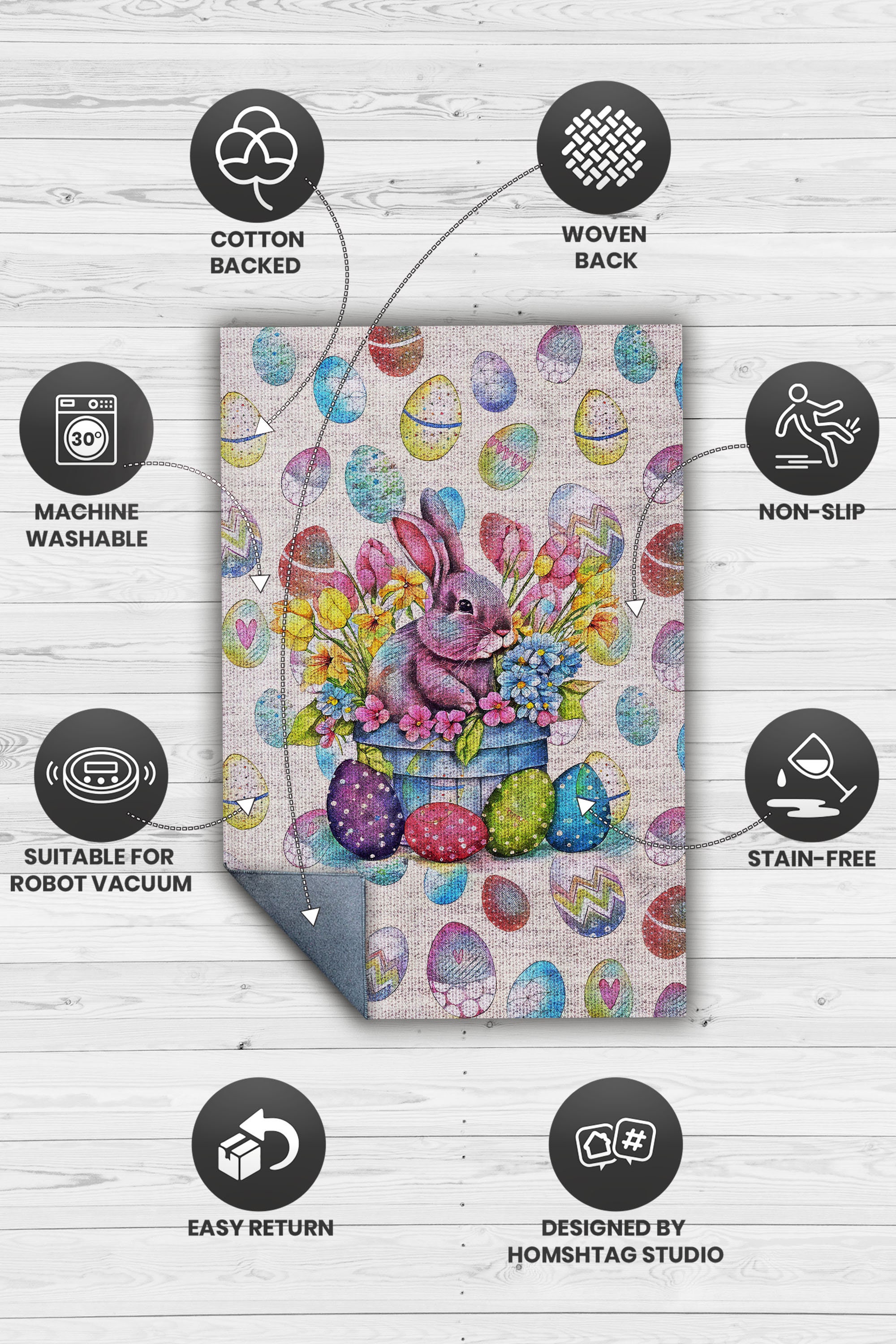 Bunny Eggs Easter Rug, Easter Rug, Easter Gift, Easter Spring, Easter ...