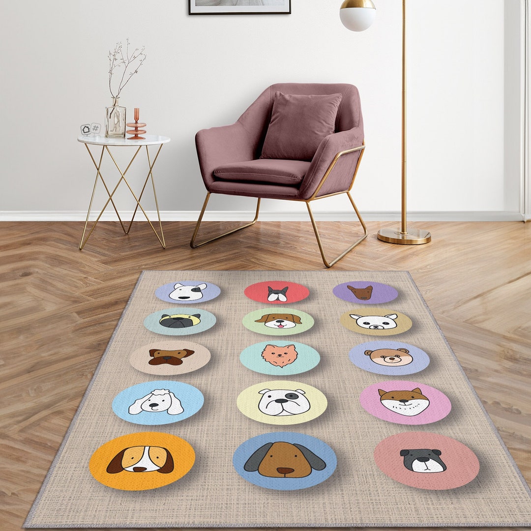 Pastel Kidcore Rug for Kawaii Room Decor, Dog Rug as A Dog Lover Gift ...