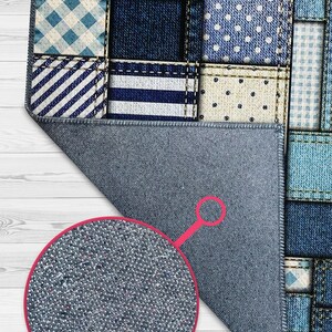 Denim Patchwork Rug: Blue Jean Style, Washable Accent Rug, Modern Loft ...