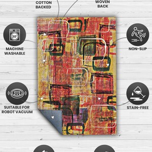 Aesthetic Colorful Abstract Rug, Modern Unique Area Rug, Warm Color ...