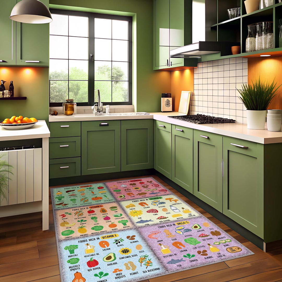 Colorful Kitchen Rug Nutrition Facts, Vitamin Guide Rug, Dietitian ...