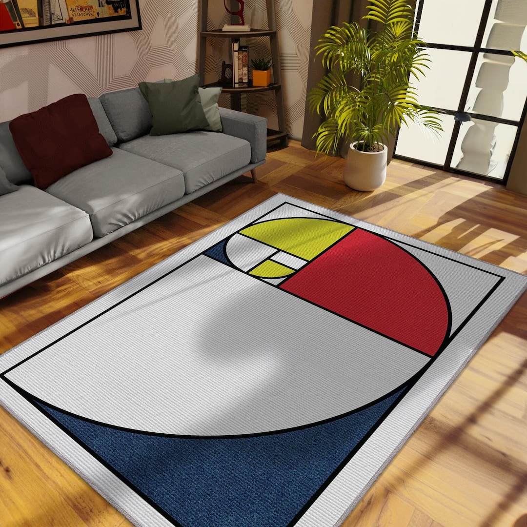 Contemporary Mondrian Rug for Modern Home Decor, Minimalist Geometric ...