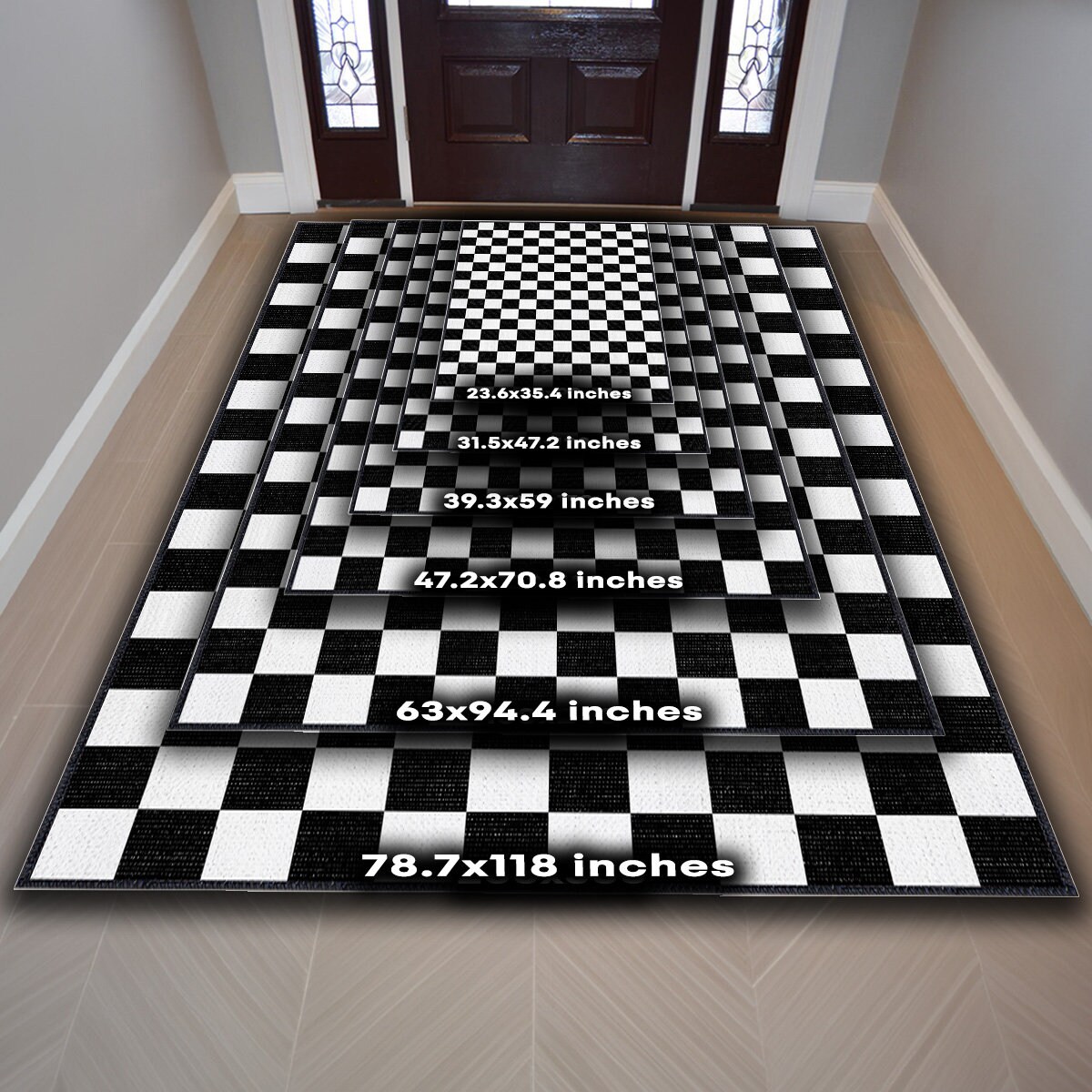 Checkered Rug Black and White Rug, White and Black Area Rug, Minimalist ...