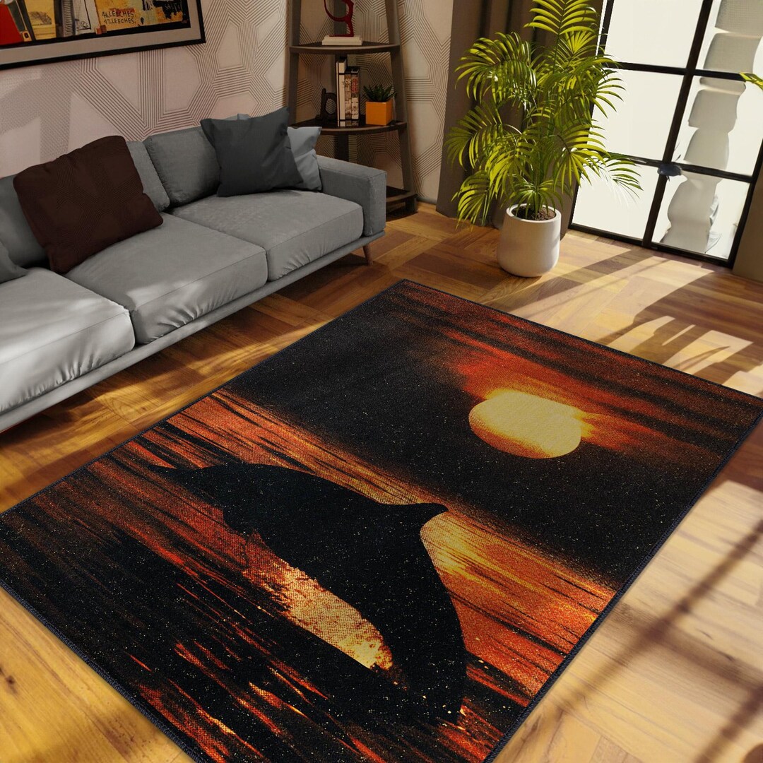Sunset Landscape Rug for Aesthetic Room Decor, Nature Inspired Rug for ...