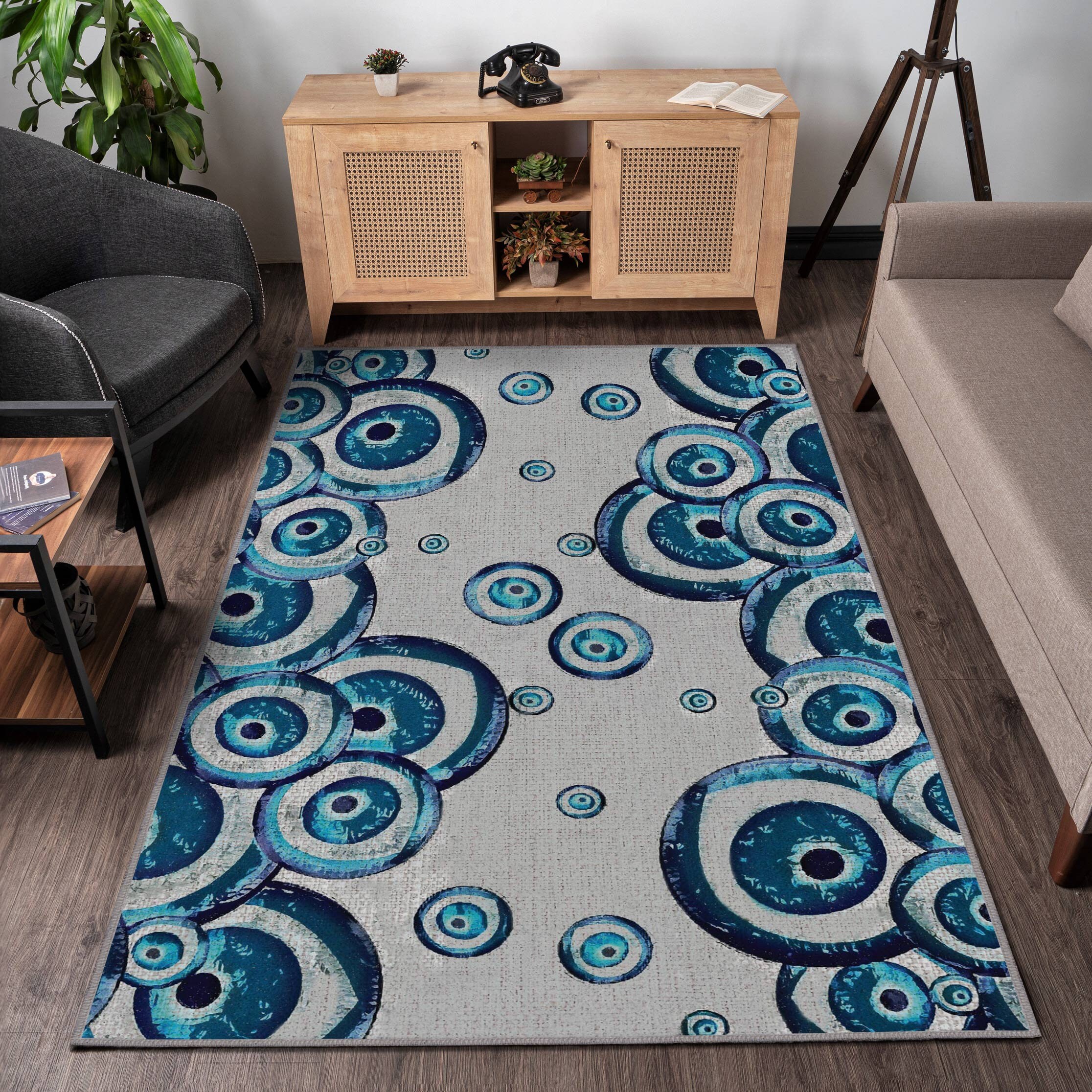 Ethnic Good Luck Charm Evil Eye Rug, Ethnic Room Decor, 1st Birthday ...
