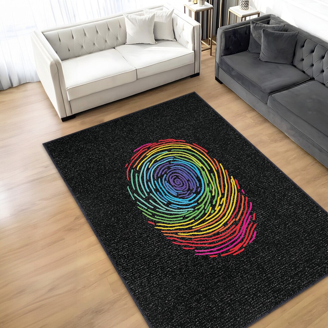 Fingerprint Rug for Modern Living Room Decor, Cool Room Decor, Racial ...