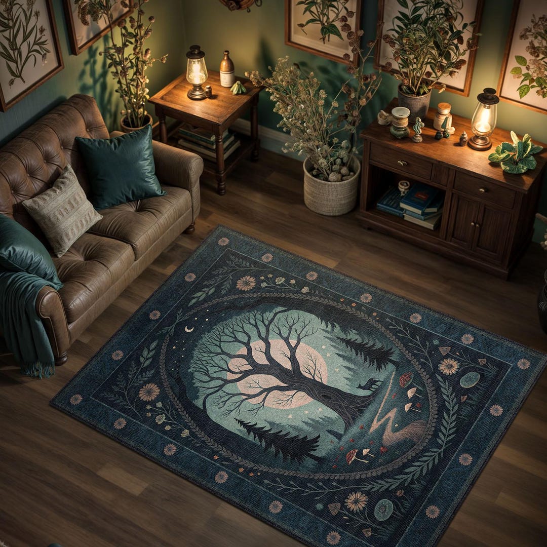 Magical Forest Rug: Whimsigoth Decor, Machine Washable - Etsy