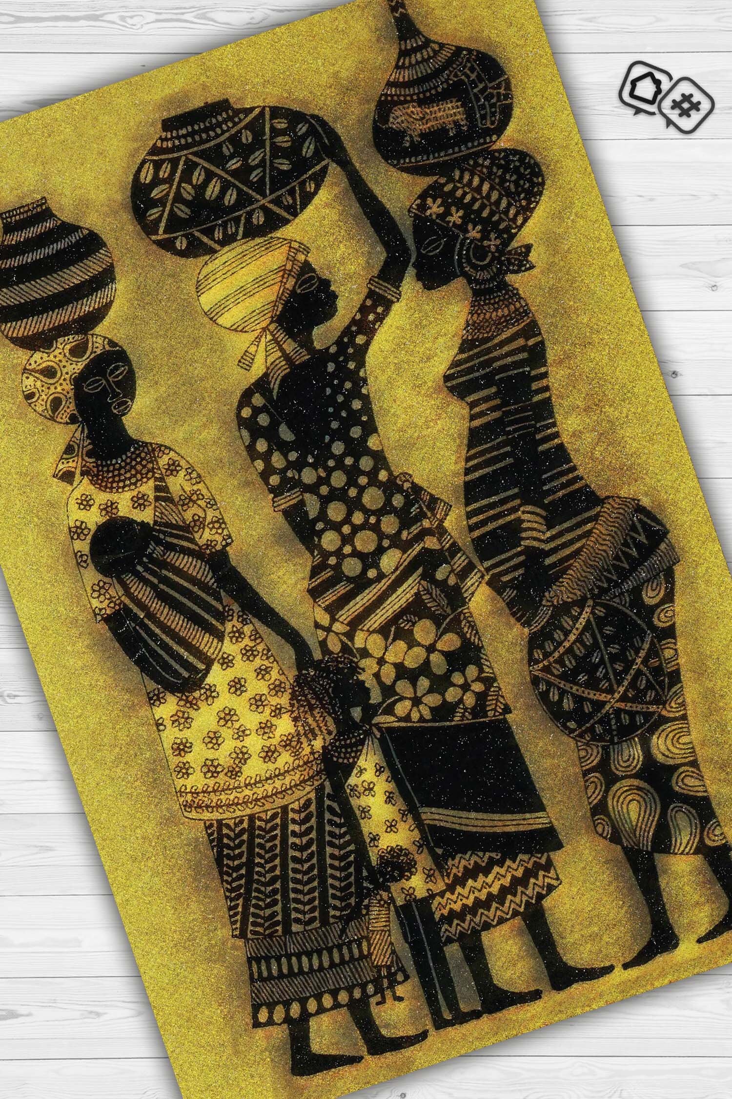 African Women Black and Yellow African Home Decor Rug, Ethnic Rug for ...
