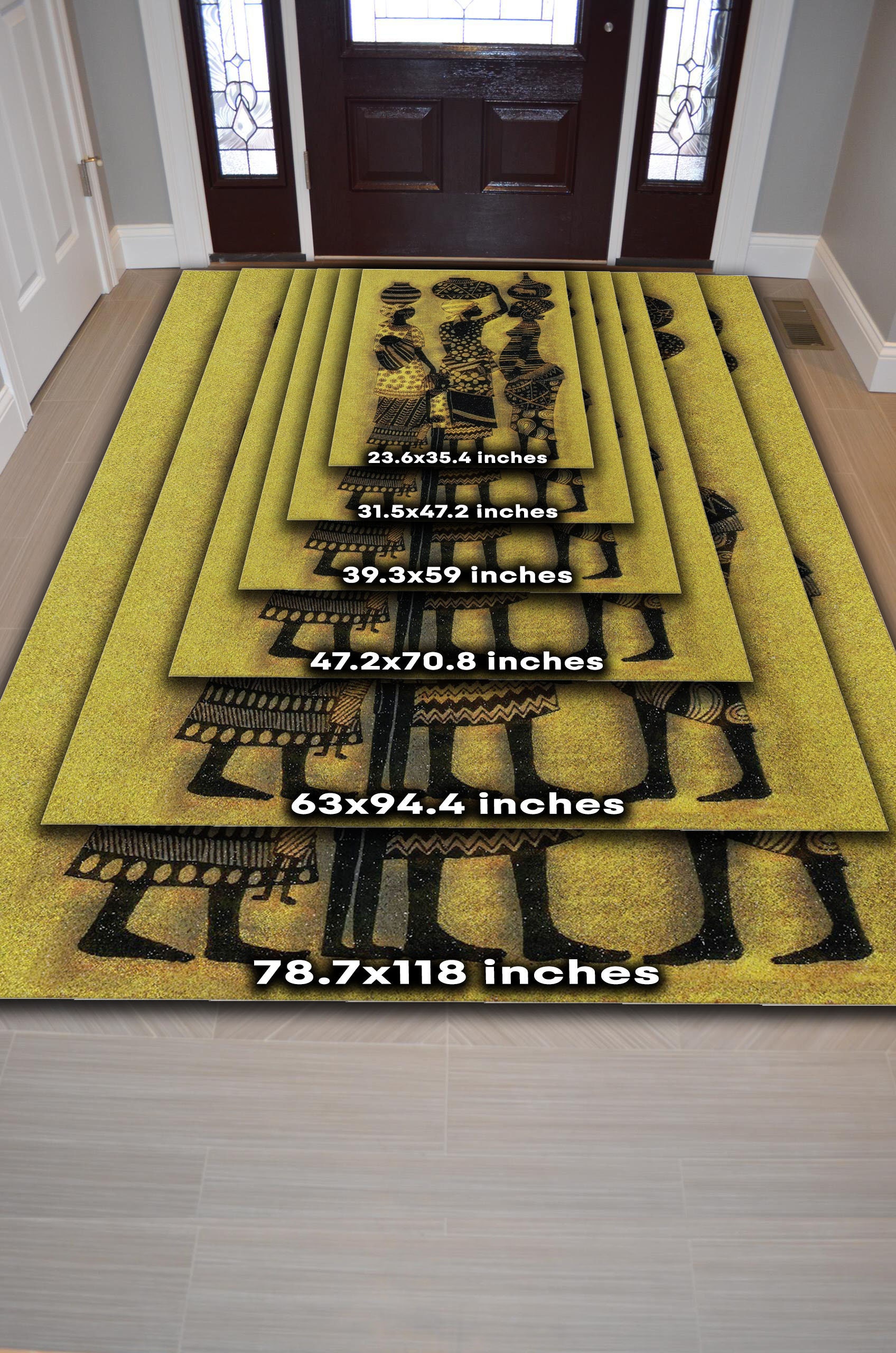 African Women Black and Yellow African Home Decor Rug, Ethnic Rug for ...